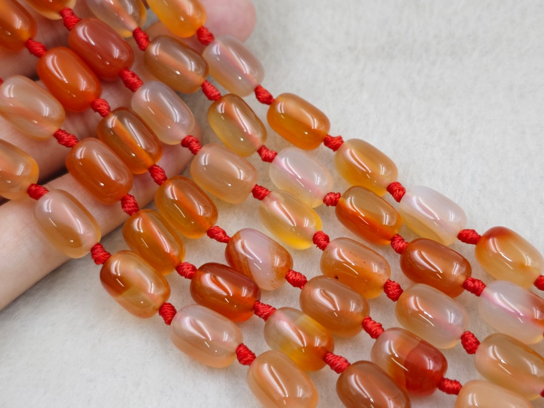 8×12 Mm Red Carnelian Tube Beads, Red Agate Cylinder Beads, Polished ...