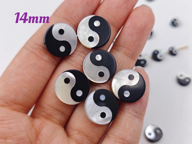 6 - 14 Mm MOP Tai Chi Spacer Beads , Double Sided Yin Yang Beads ...