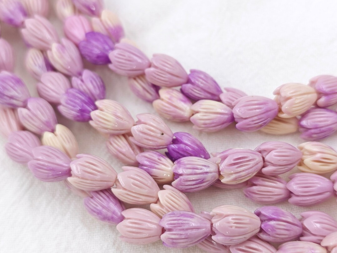 811 Mm Variegated Purple Pikake Beads, Composite Resin Coral Purple ...
