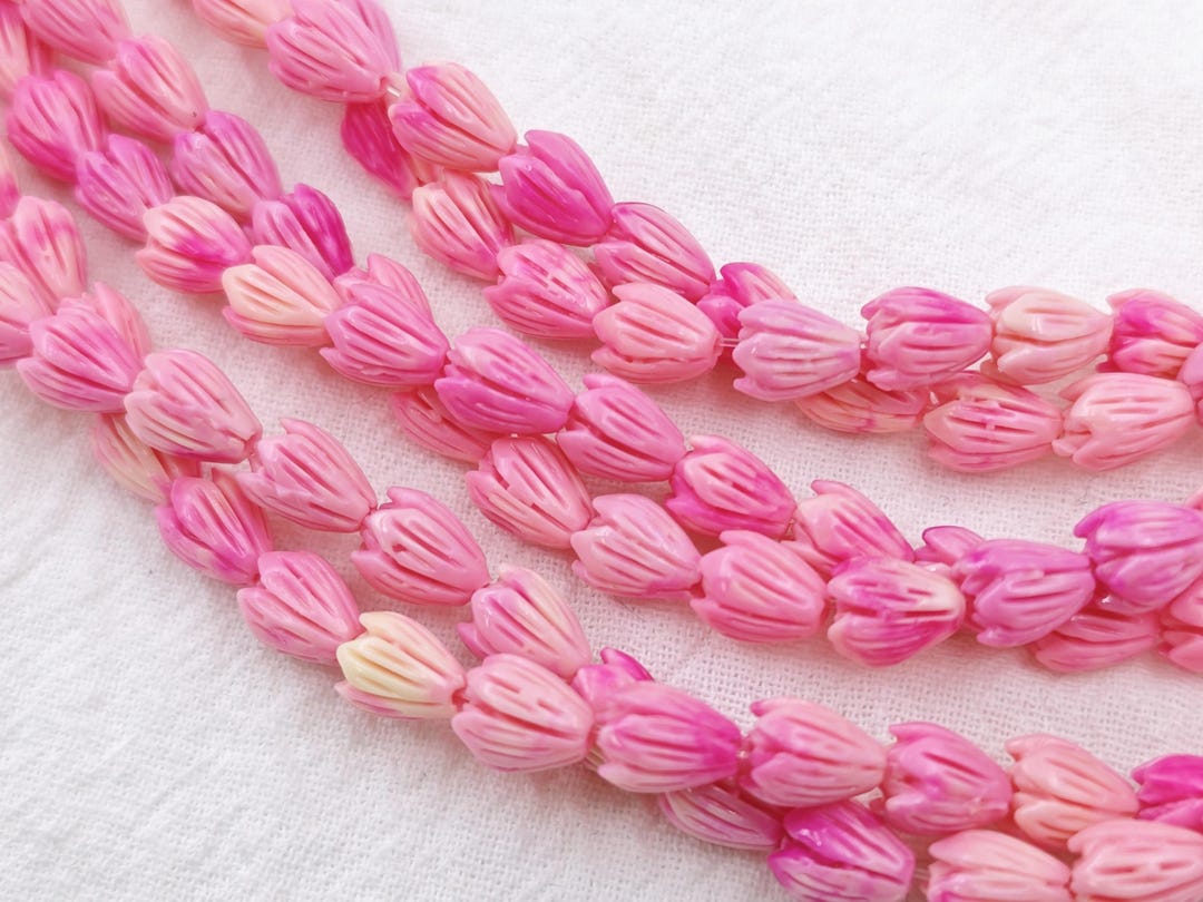 7×9mm Variegated Pink Rose Pikake Beads, Composite Resin Coral Pink ...
