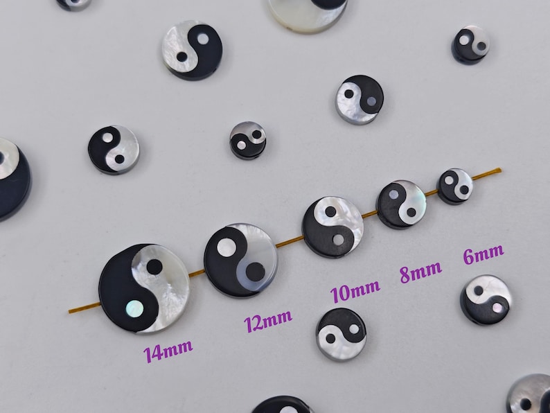 6 - 14 Mm MOP Tai Chi Spacer Beads , Double Sided Yin Yang Beads ...