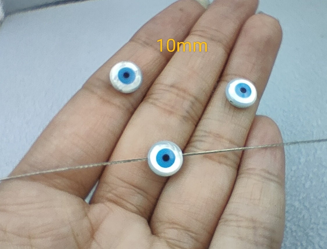 Mother of Pearl Evil Eye Beads ,greek Eye Beads ,natural White Shell ...