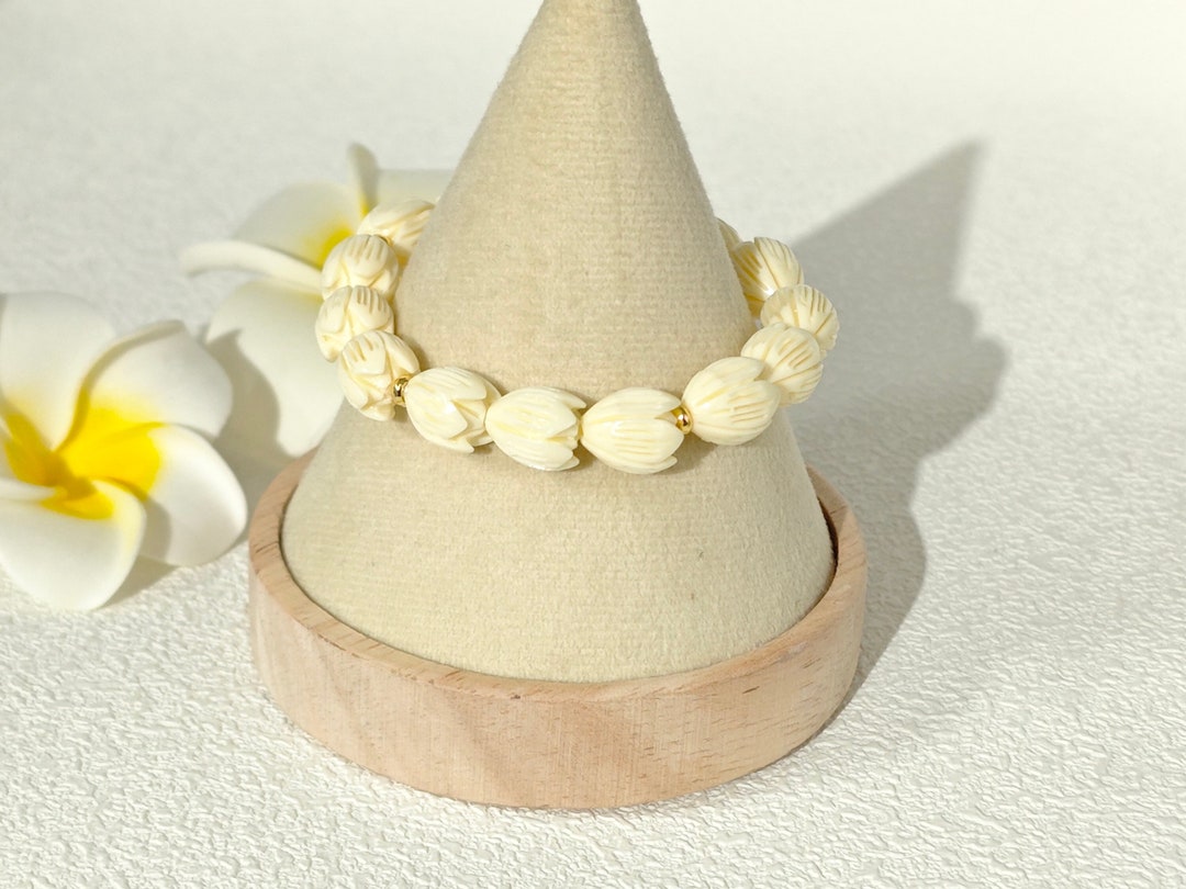 10×12 Mm Hawaii Pikake Stretch Bracelet , Pikake Beaded Bracelet ...