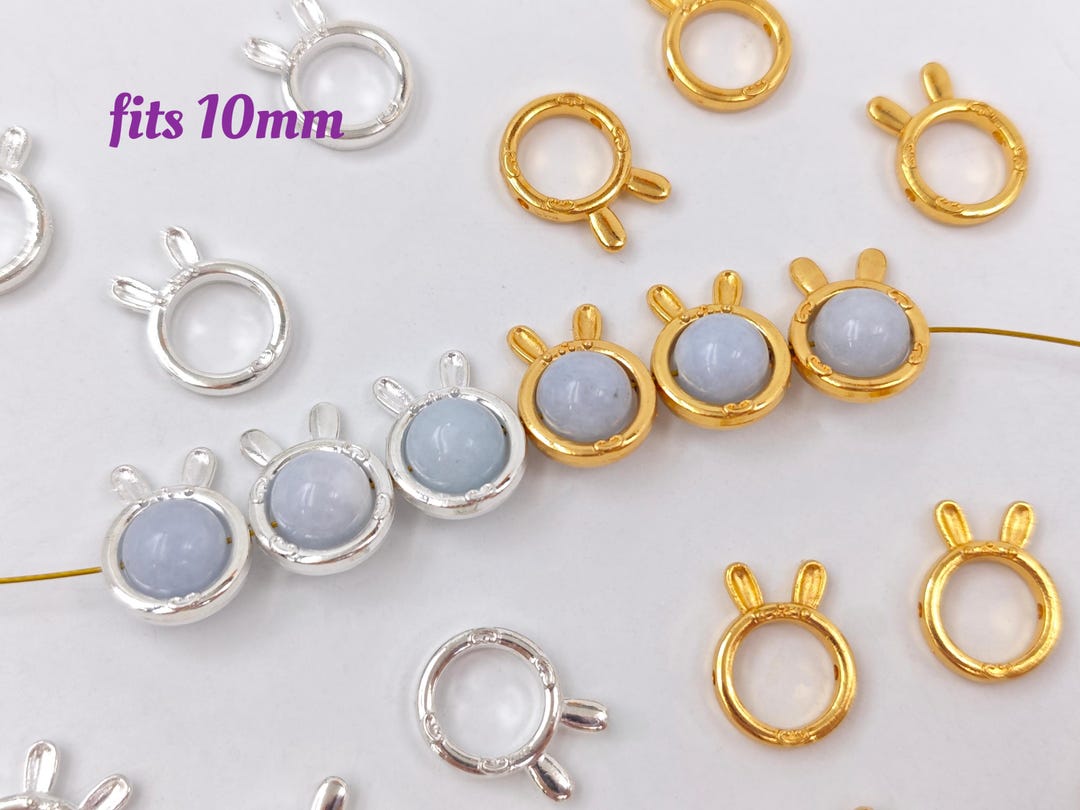 Gold/ Silver Bunny Circle Bead Frames , Rabbit Bead Frames , 2 Holes ...