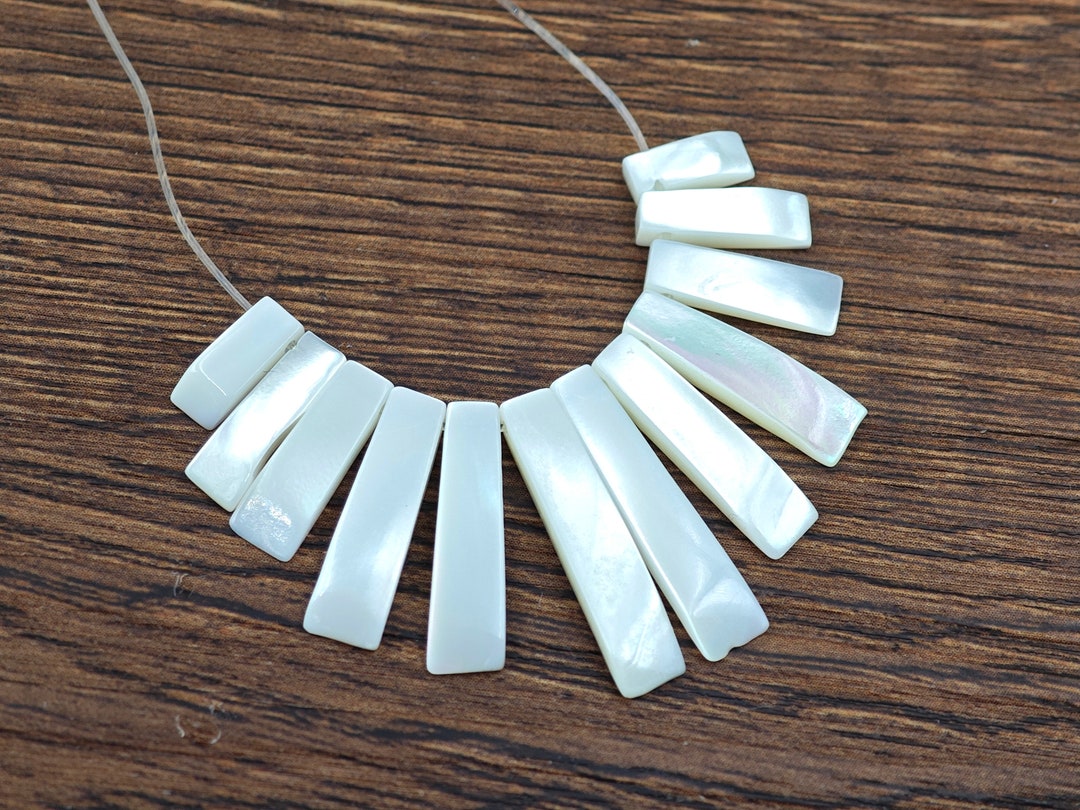 9mm to 22mm Mother of Pearl Shell Slab Collar Beads, Natural White MOP ...