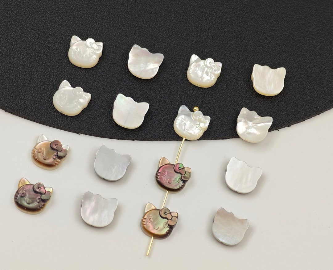 9×10 Mm Mother of Pearl Cat Beads ,natural MOP Cat Head Beads , Carved ...