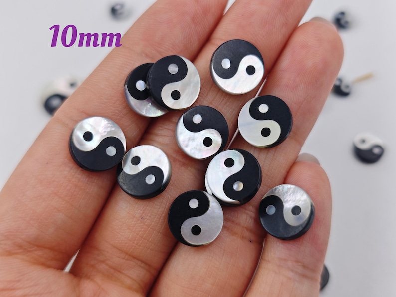 6 - 14 Mm MOP Tai Chi Spacer Beads , Double Sided Yin Yang Beads ...