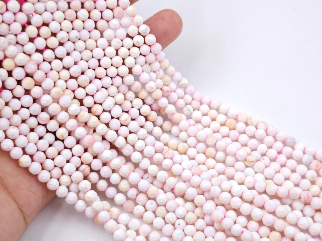 4 Mm Queen Conch Shell Faceted Round Beads , Natural Pink Conch Shell ...
