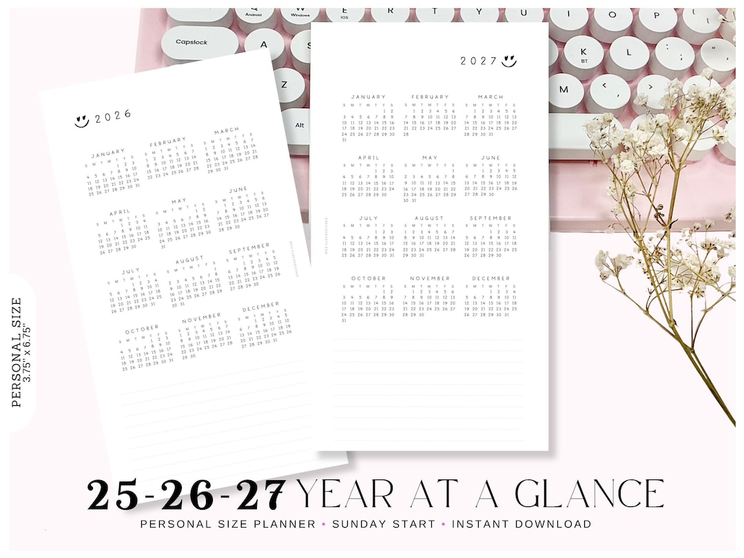 Personal Planner 2025-2027 Calendar – Year at a Glance (PDF Download ...