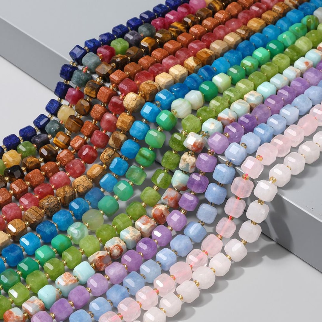 5 6 8mm Natural Gemstone Cube Shape Faceted Beads Cut Gemstone Beads ...