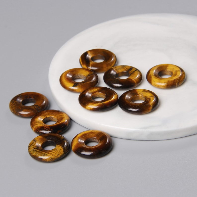 5pcs/set 18mm Natural Round Big Hole Hollow Stone Crystal Labradorite ...