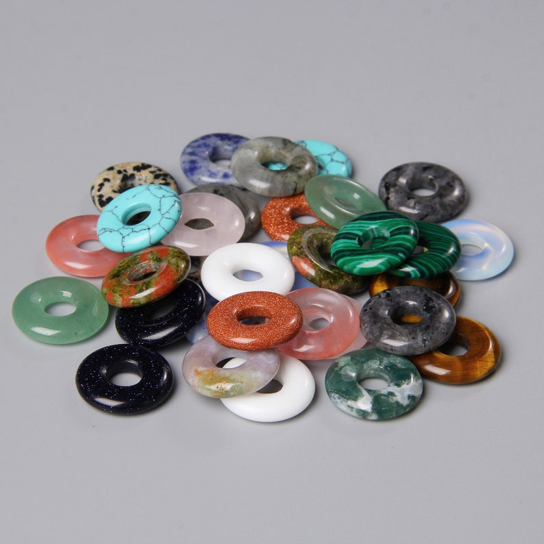 5pcs/set 18mm Natural Round Big Hole Hollow Stone Crystal - Etsy