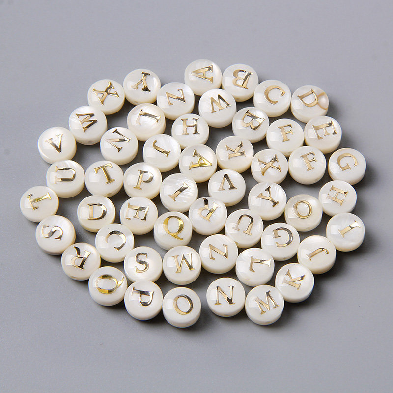 8MM Freshwater Shell Beads 26 Letter AZ Charms Pendant Round - Etsy