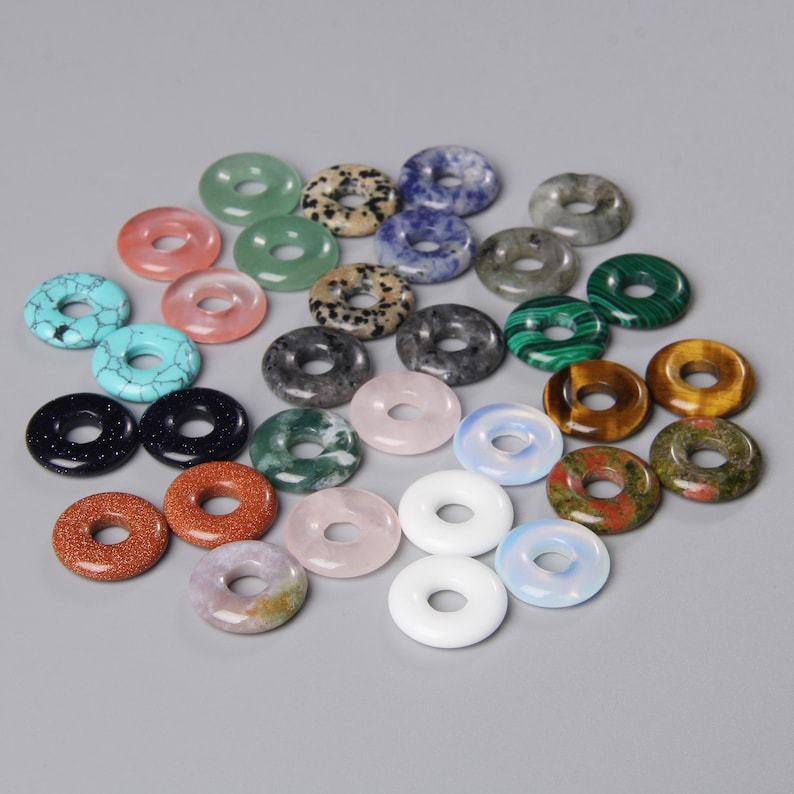 5pcs/set 18mm Natural Round Big Hole Hollow Stone Crystal Labradorite ...