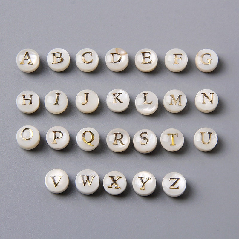 8MM Freshwater Shell Beads 26 Letter AZ Charms Pendant Round - Etsy