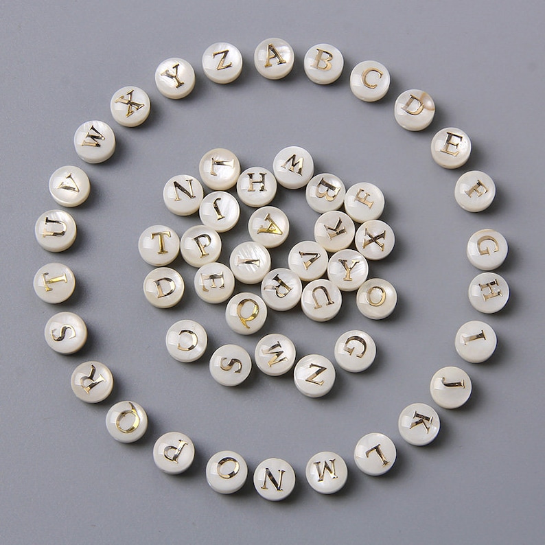 8MM Freshwater Shell Beads 26 Letter AZ Charms Pendant Round - Etsy