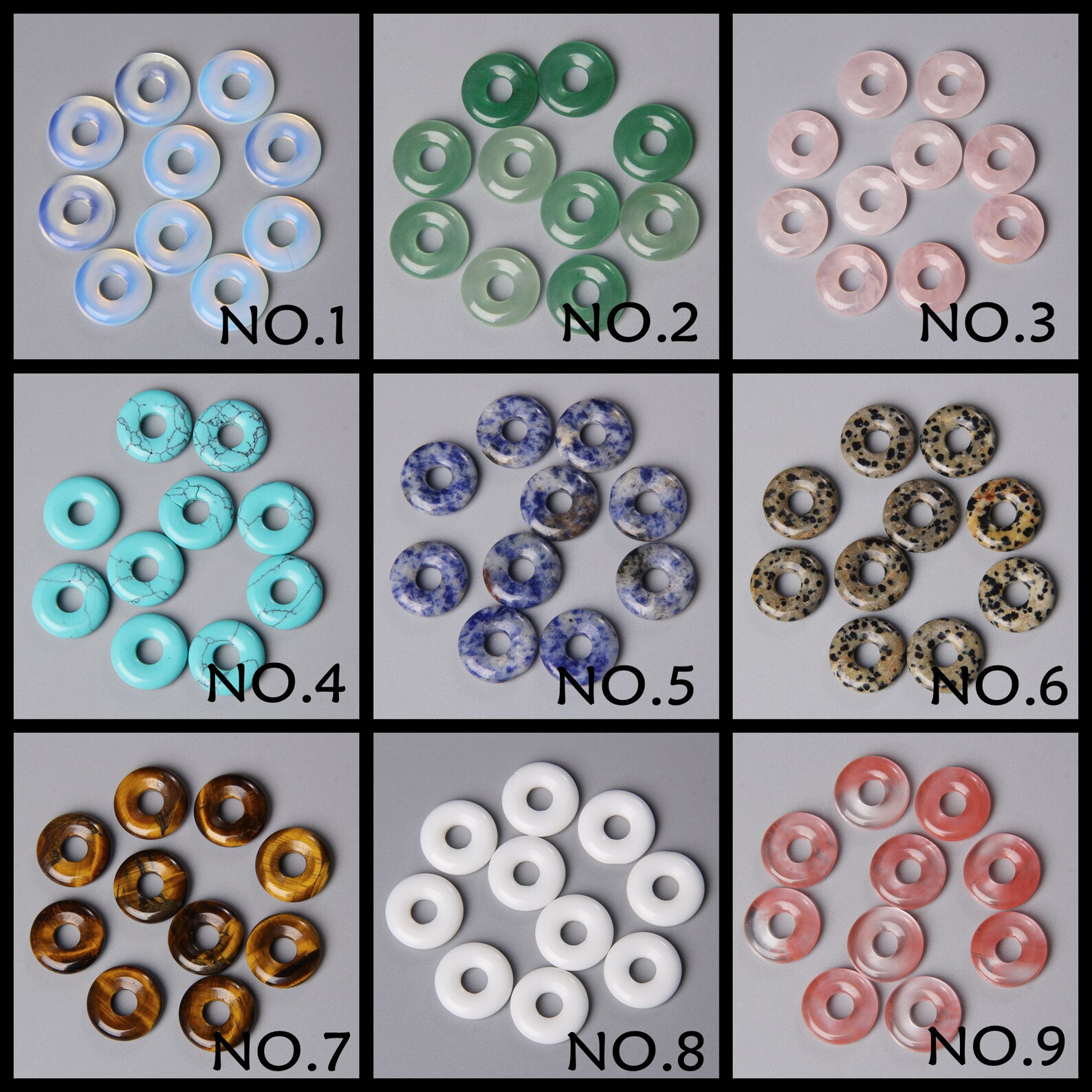 5pcs/set 18mm Natural Round Big Hole Hollow Stone Crystal - Etsy