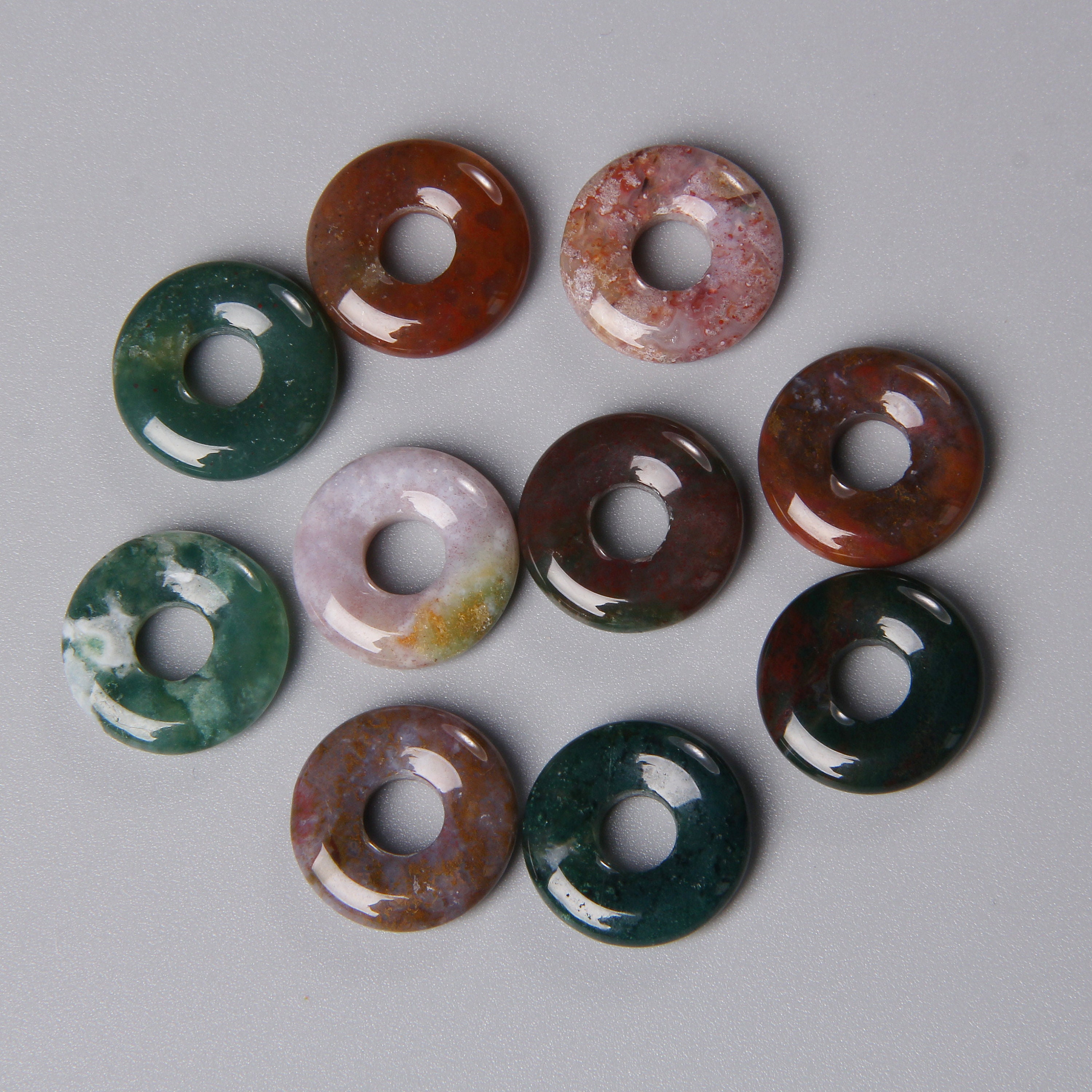 5pcs/set 18mm Natural Round Big Hole Hollow Stone Crystal | Etsy