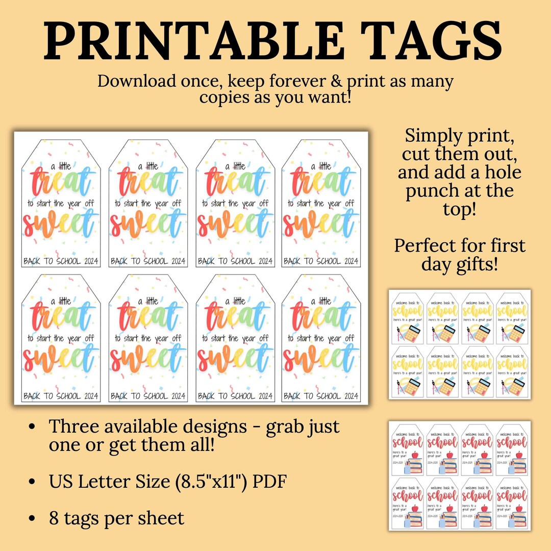 Back to School Gift Tag, Printable Gift Tag, Teacher Gift, Student Gift ...