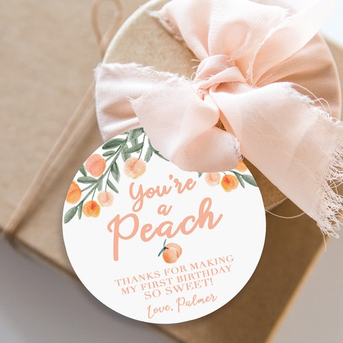 Sweet as a Peach Party Favor Tags - Etsy