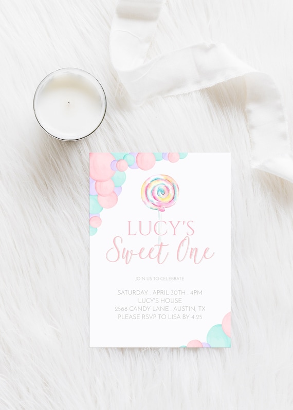 Sweet One Birthday Invitation--Self Edit--INSTANT DOWNLOAD--first ...