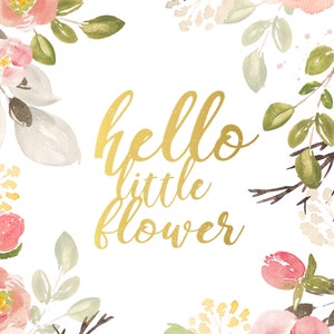 Hello Little Flower Decor Printableinstant - Etsy