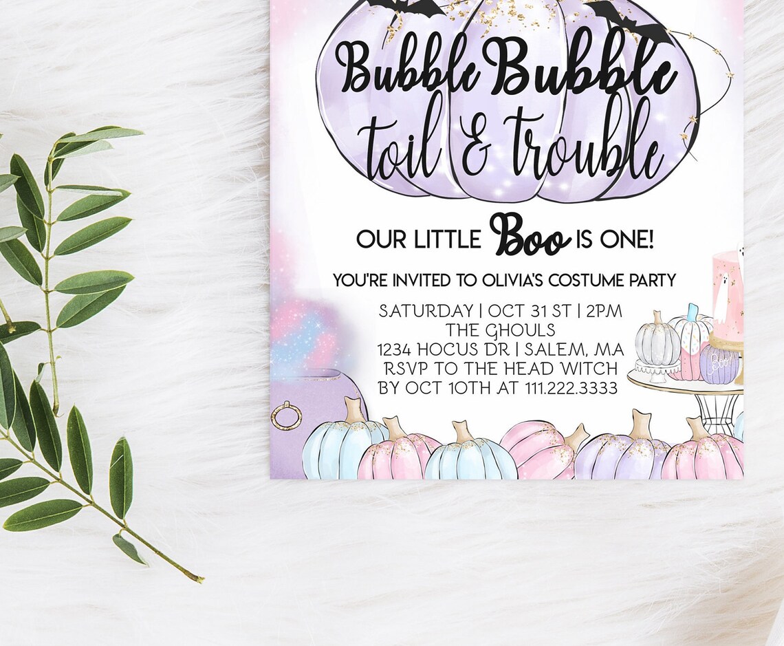 Bubble Bubble Toil and Trouble Halloween Invitationself - Etsy