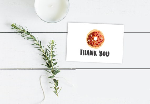 Chocolate Donut Thank You Cardinstant | Etsy