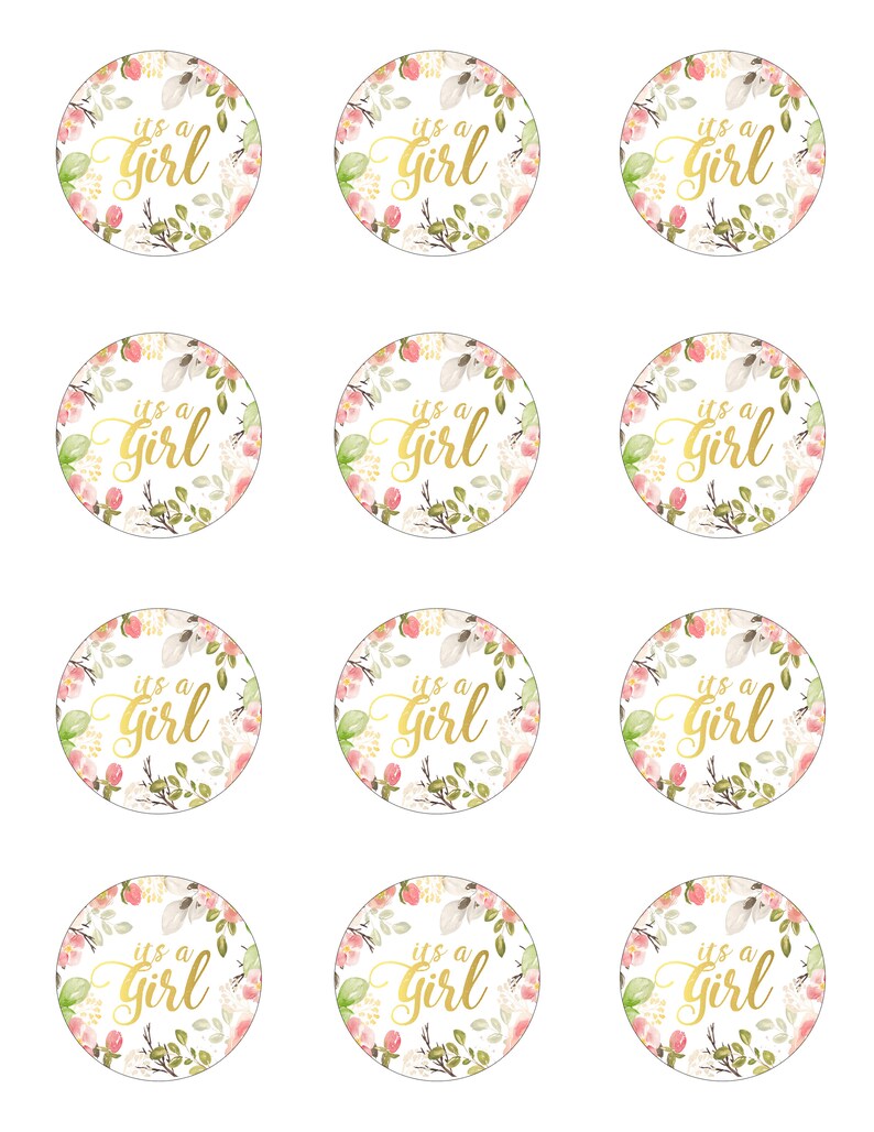 Floral it's a Girl Cupcake Toppersinstant - Etsy