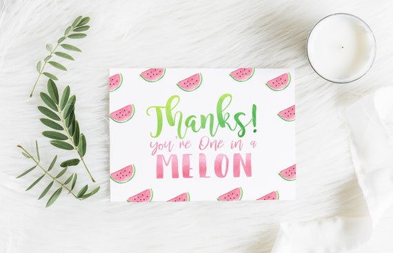 Thanks a Melon Thank You CARD--INSTANT DOWNLOAD--Melon Invite ...