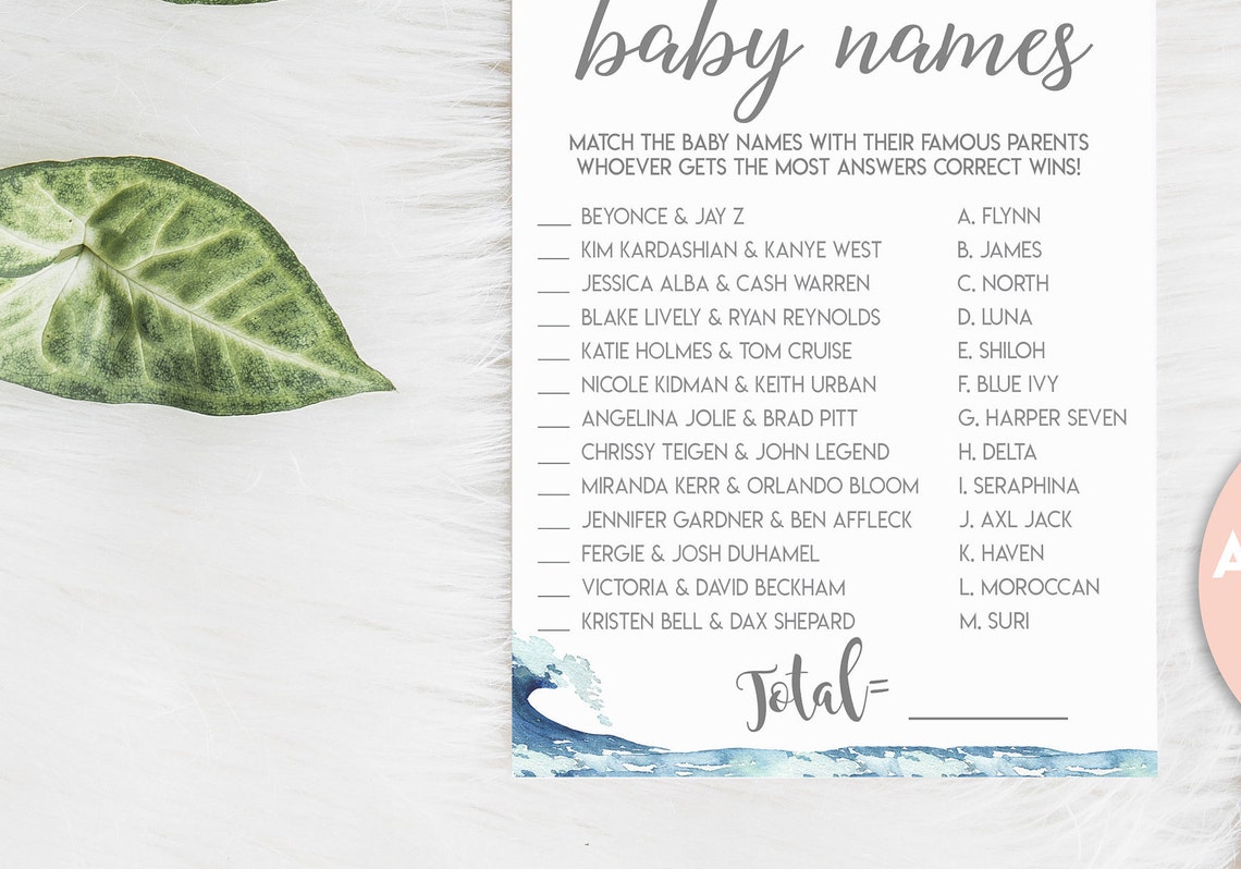 Celebrity Baby Name Match Upbaby on Board Shower - Etsy