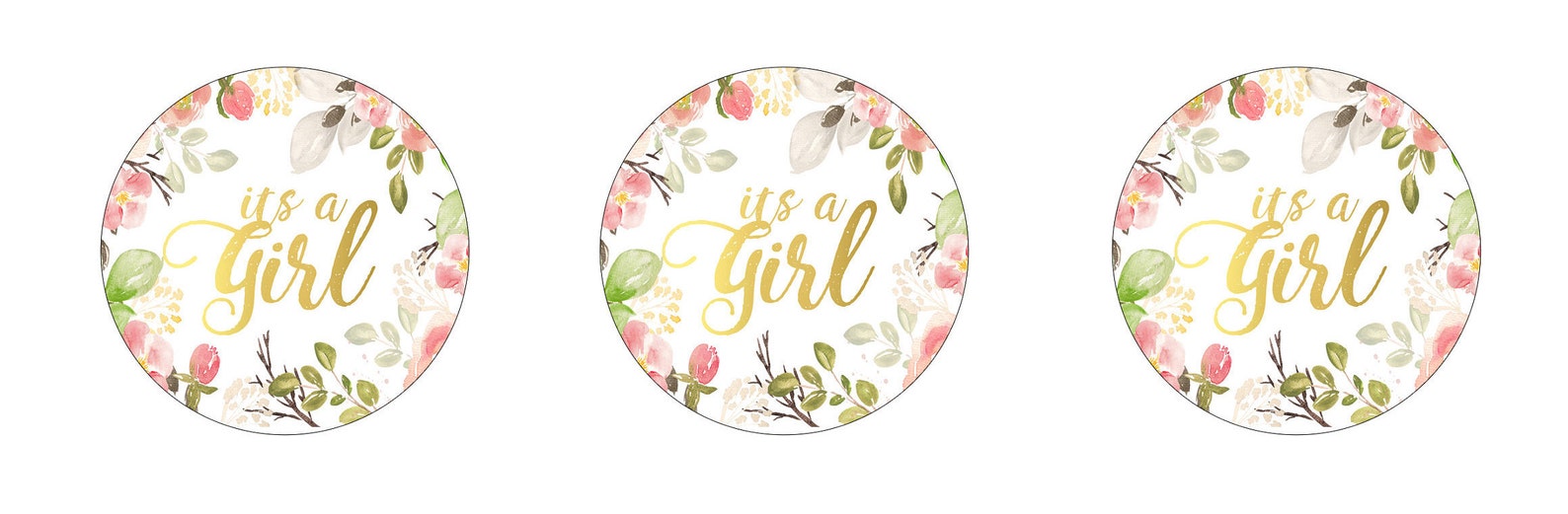 Floral it's a Girl Cupcake Toppersinstant | Etsy