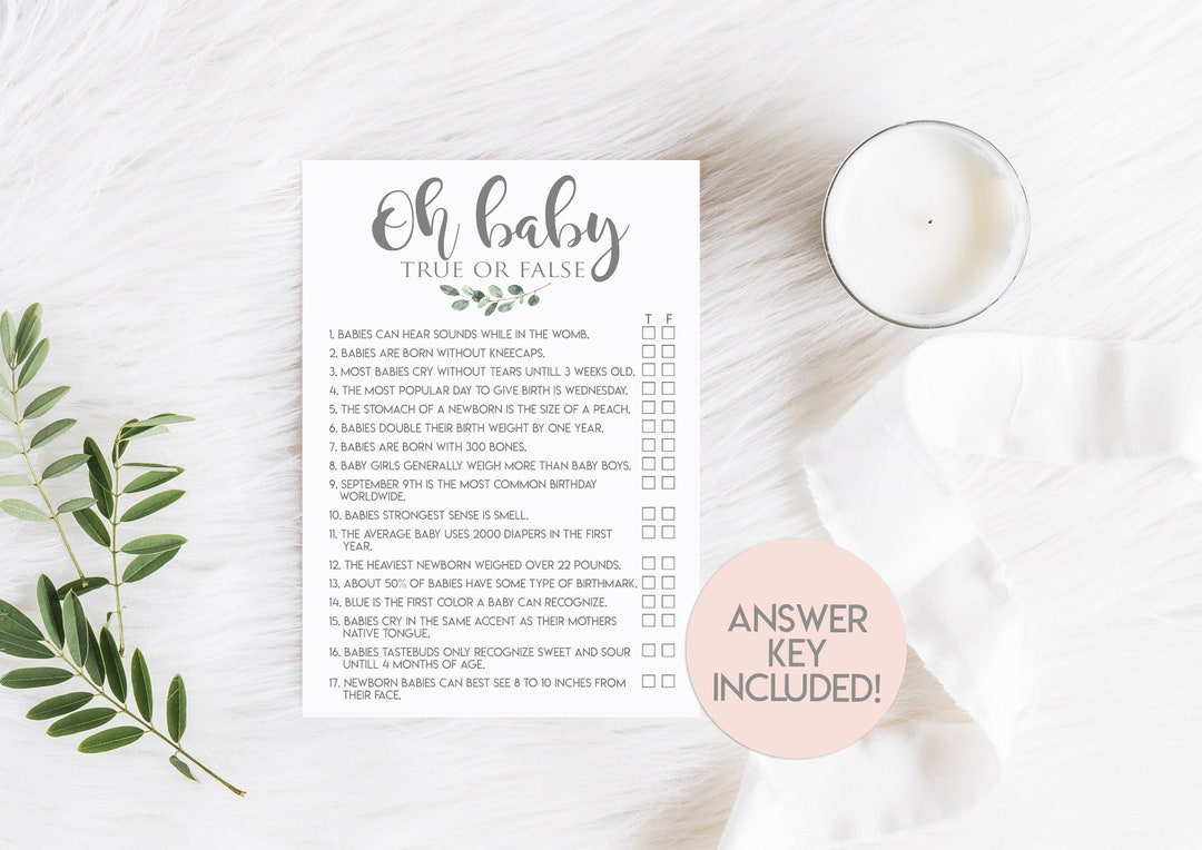 Baby True or False Baby Shower Gameinstant Downloaddigitalboho Baby ...
