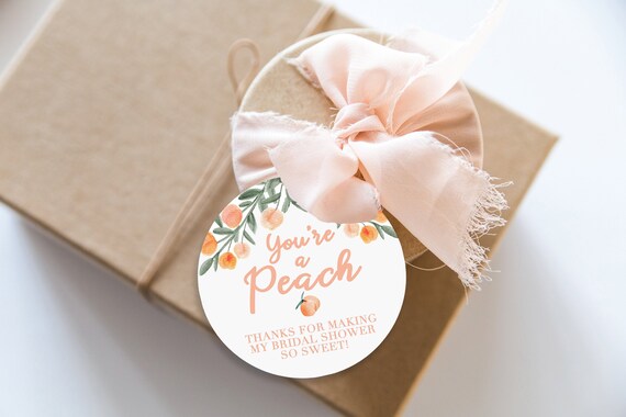 Peach Bridal Shower Favor Tag--INSTANT DOWNLOAD--You're a Peach--party ...