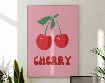 Retro Cherry Wall Art Print Gallery Exhibition Poster Trendy - Etsy
