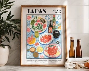 Tapas Poster, Food Print, Spanish Tapas Artwork, Food Illustration ...