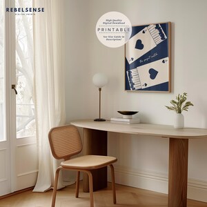 Navy Blue Matchbox Print, Blue Ace Card Print, Apartment Wall Art ...