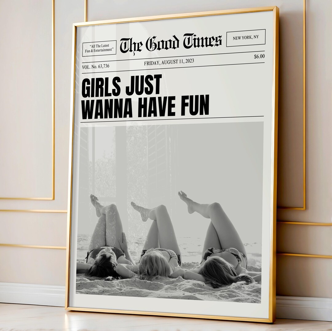 Girly Newspaper Wall Art, Preppy Aesthetic Apartment Decor, Girls Wanna ...