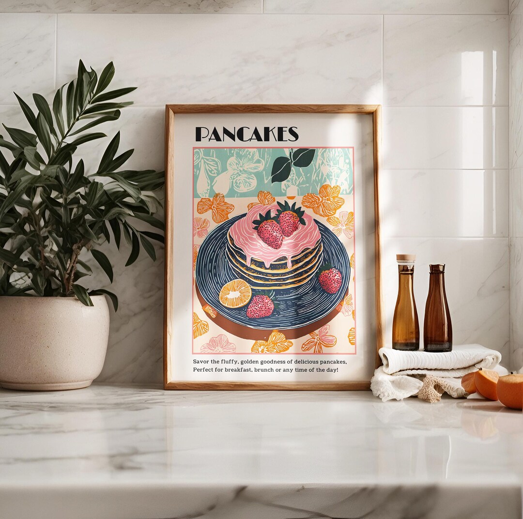 Pancakes Print, Kitchen Breakfast Print, Food Illustration, Food Prints ...