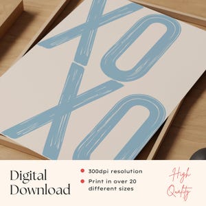 XOXO Print, Light Blue Trendy Retro Print, College Dorm Decor ...