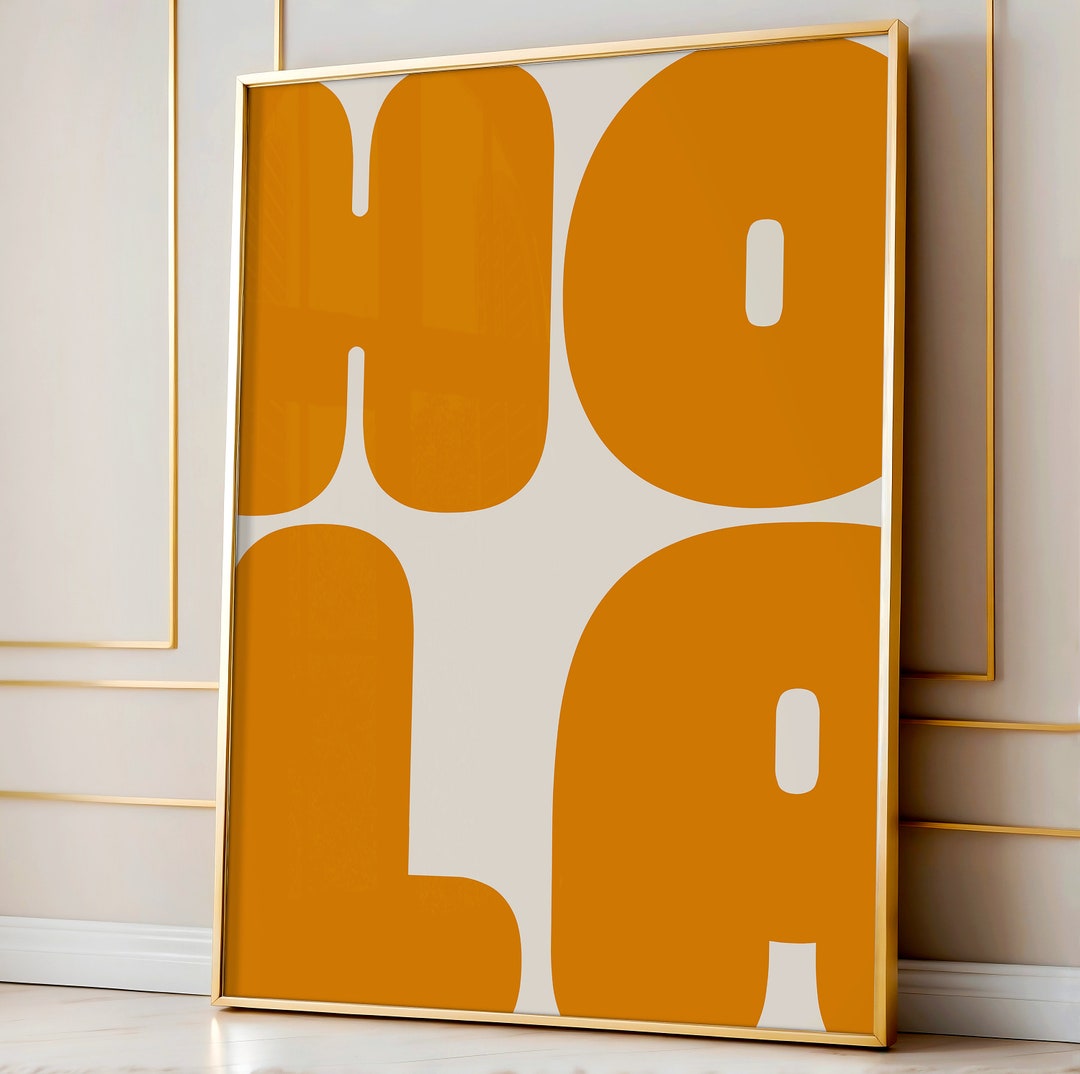 Hola Spanish Print, Orange Funky Dopamine Wall Decor, Printable, Trendy ...