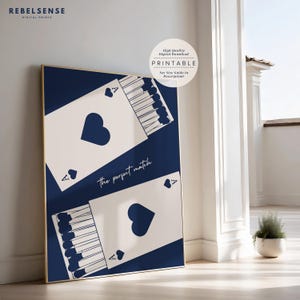 Navy Blue Matchbox Print, Blue Ace Card Print, Apartment Wall Art ...