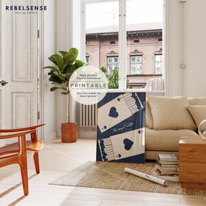 Navy Blue Matchbox Print, Blue Ace Card Print, Apartment Wall Art ...