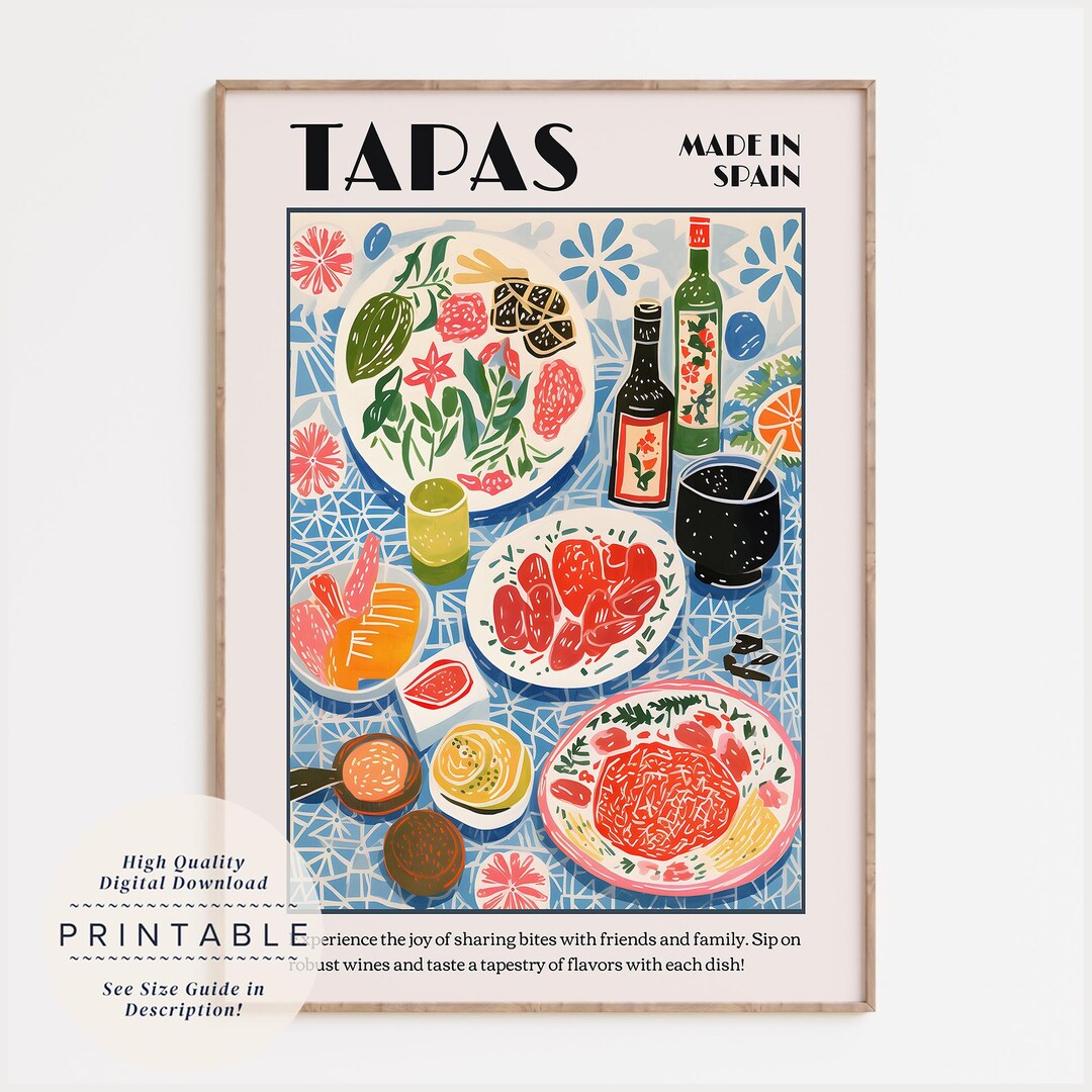 Spanish Tapas Kitchen Print, Food Wall Art, Digital Download - Etsy