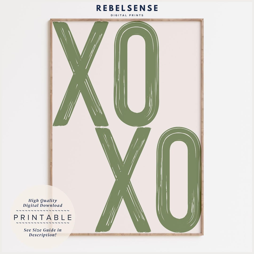 Sage Green XOXO Quote Print, Trendy Retro Decor, Digital Download - Etsy