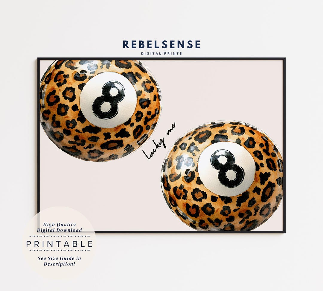 Retro 8 Ball Leopard Print, 70s Dorm Decor, Digital Download - Etsy