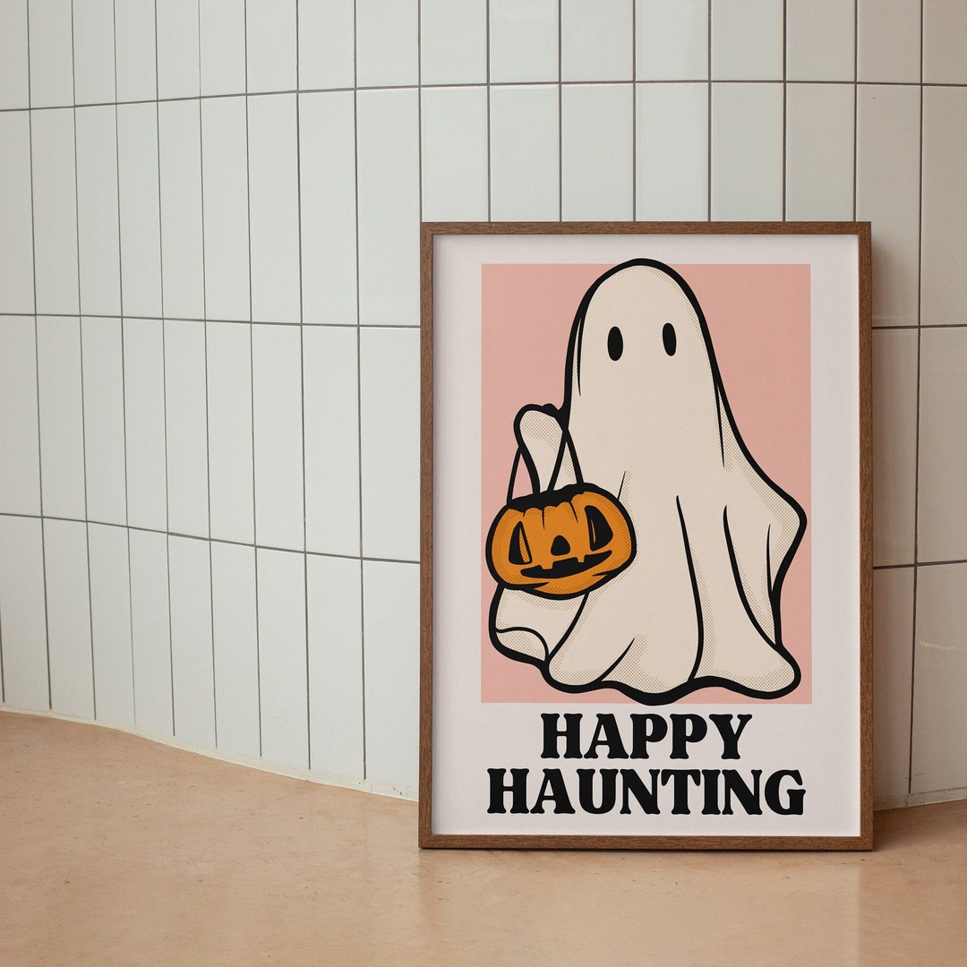 Happy Haunting Wall Print Halloween Wall Decor Digital - Etsy
