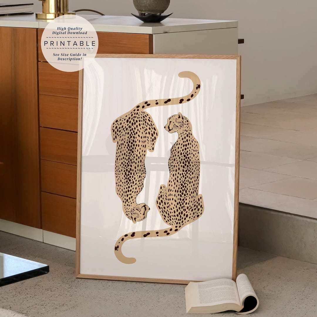 Cheetah Wall Print, Retro Wall Decor, Digital Download, Neutral Room ...