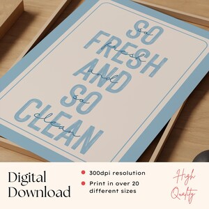 So Fresh so Clean Print, Blue Bathroom Decor, Toilet Prints, Bathroom ...