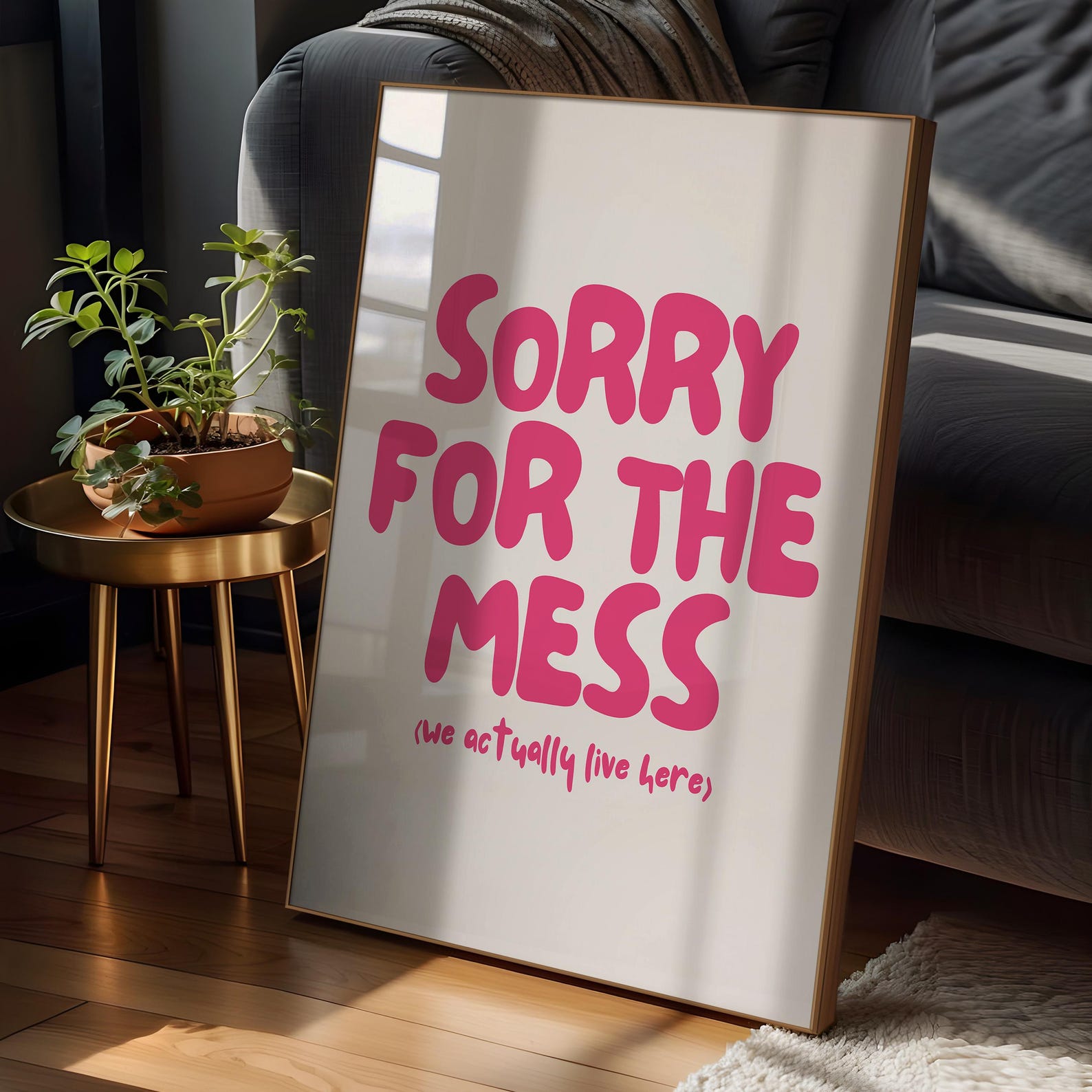 Sorry for the Mess Print, Hot Pink Aesthetic Dorm Wall Decor, Digital ...